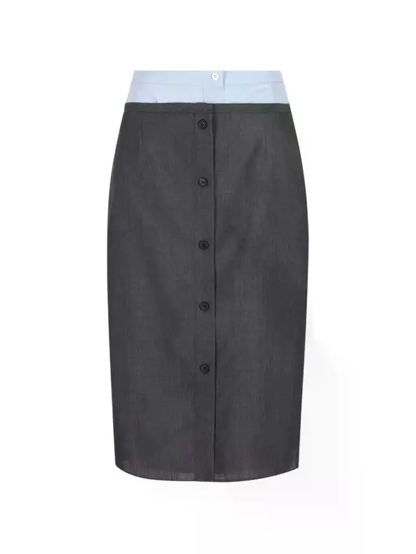 Prada Layered Effect Button-down Midi Skirt - Grey