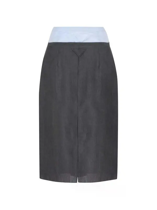 Prada Layered Effect Button-down Midi Skirt
