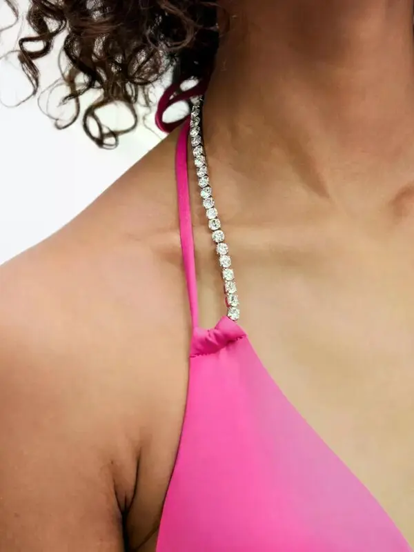 Guess Crystal Embellished Halterneck Bikini Top