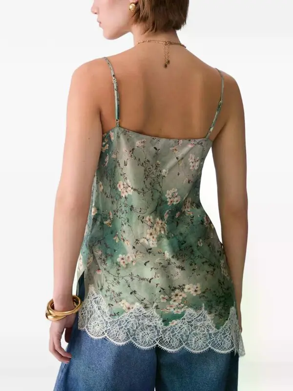 Liu Jo Printed Satin Top With Lace Detail