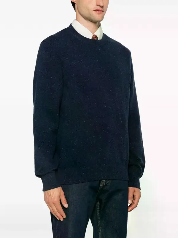Eleventy Navy Speckled Knit Crew Neck Sweater