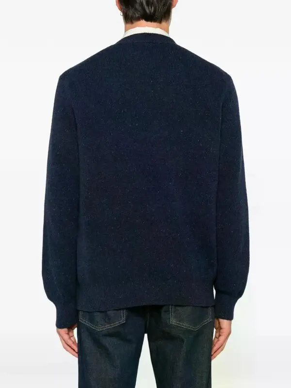 Eleventy Navy Speckled Knit Crew Neck Sweater