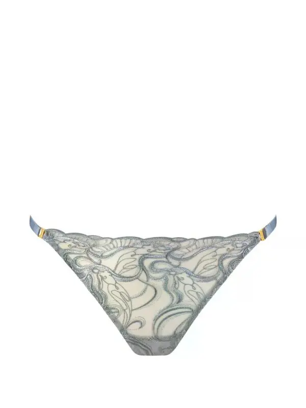 BORDELLE Pearl Strap Embroidered Thong