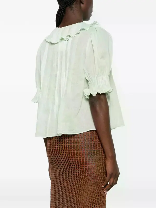 DÔEN Henri Ruffled Blouse - Green