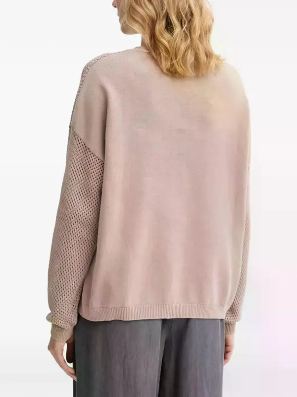 Liu Jo Rhinestone Logo Mesh Knit Sweater