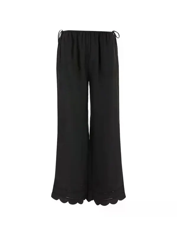 THE GARMENT Scalloped-hem Silk Trousers - Black