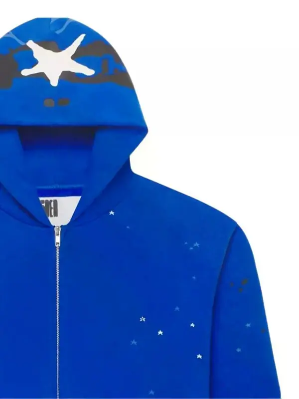 SP5DER Zip-up Hoodie With Star Motif - Blue