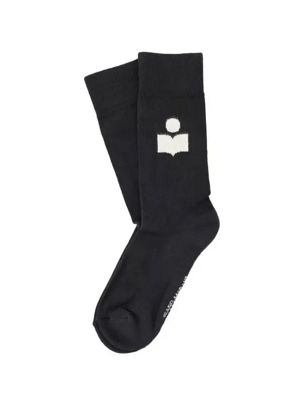 Isabel Marant Étoile Logo-intarsia Ribbed Trim Socks - Black