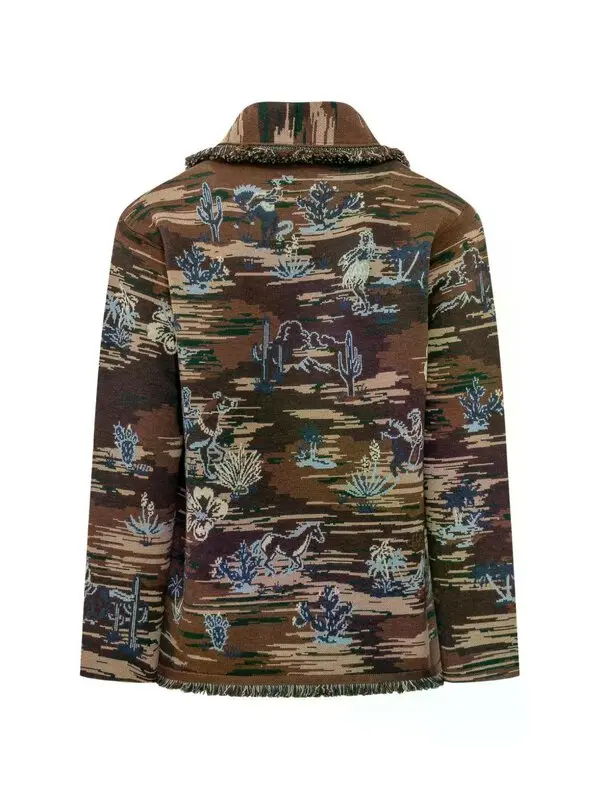 Alanui Fringed Jacquard-knit Cardigan