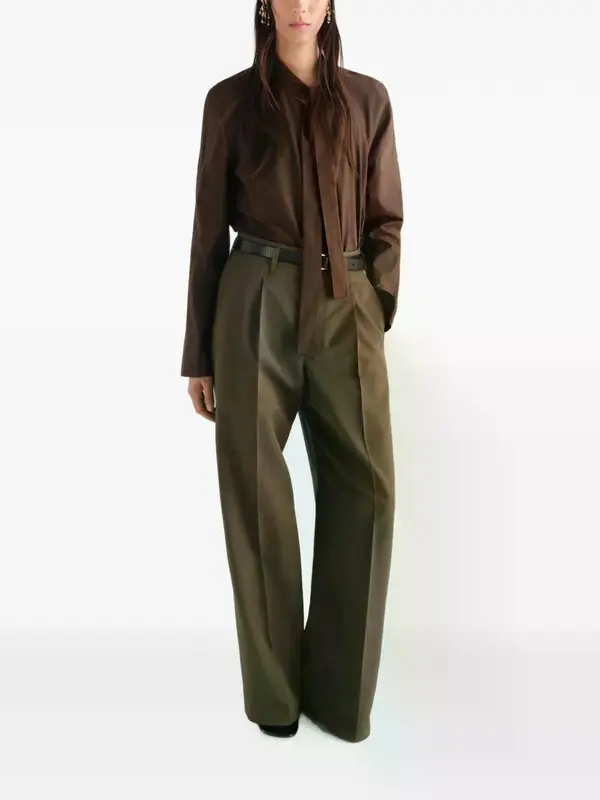 LEMAIRE Ascot Blouse In Washed Cotton Silk - Brown