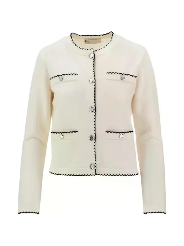 Tory Burch Scallop-trim Button-up Cardigan - Neutrals