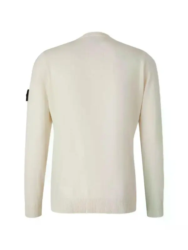 Stone Island Logo-patch Wool Crew Neck Sweater - Neutrals