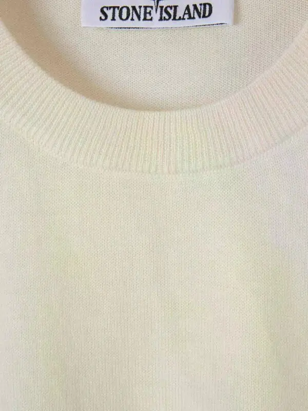 Stone Island Logo-patch Wool Crew Neck Sweater - Neutrals