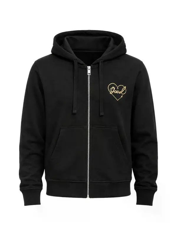 DIESEL® Cotton Zip-up Hoodie With Logo Print