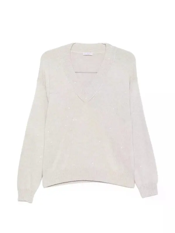 Brunello Cucinelli V-neck Sequin Embellished Sweater