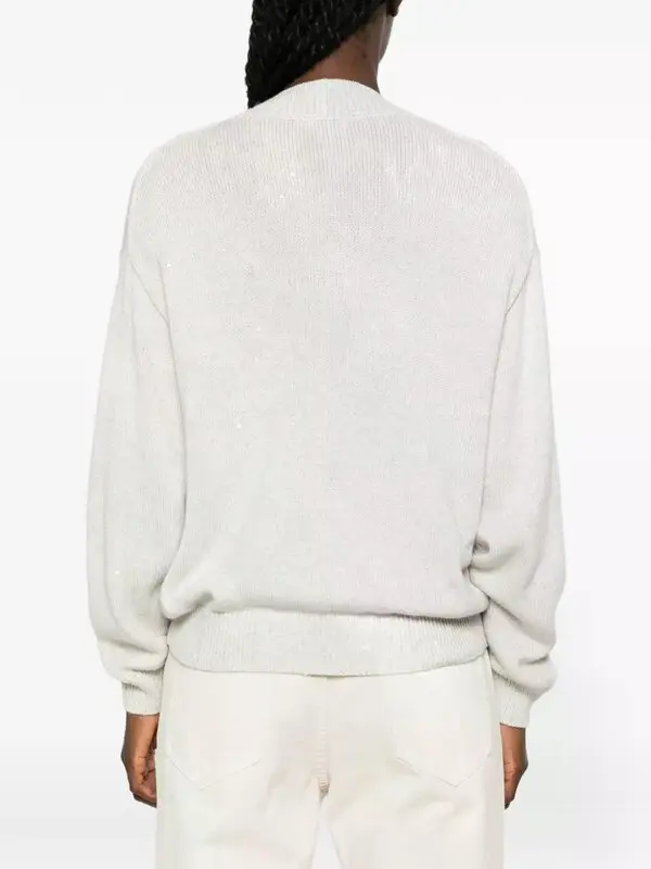 Brunello Cucinelli V-neck Sequin Embellished Sweater
