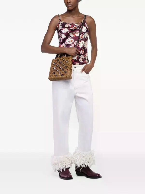 Rabanne 1969 Disc-embellished Raffia Crossbody Bag