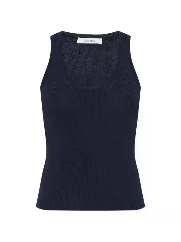 Max Mara Ribbed Knit Racer Back Tank Top - Blue