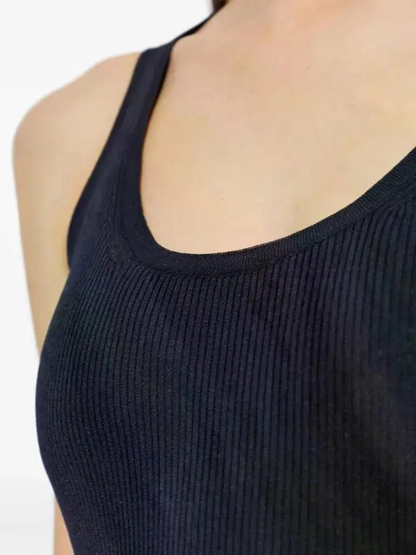 Max Mara Ribbed Knit Racer Back Tank Top - Blue