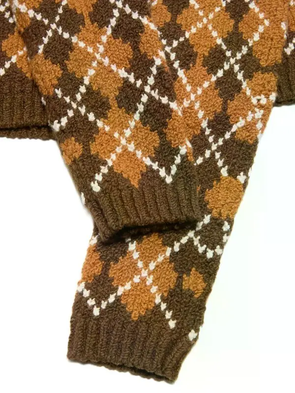 Acne Studios Argyle Knit Button-up Cardigan - Brown