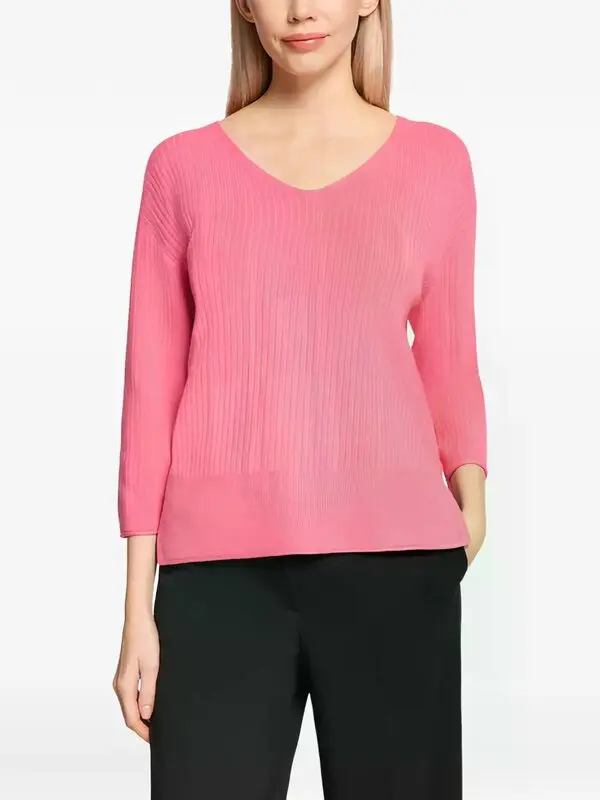 BETTY BARCLAY Ribbed Knit V-neck Top