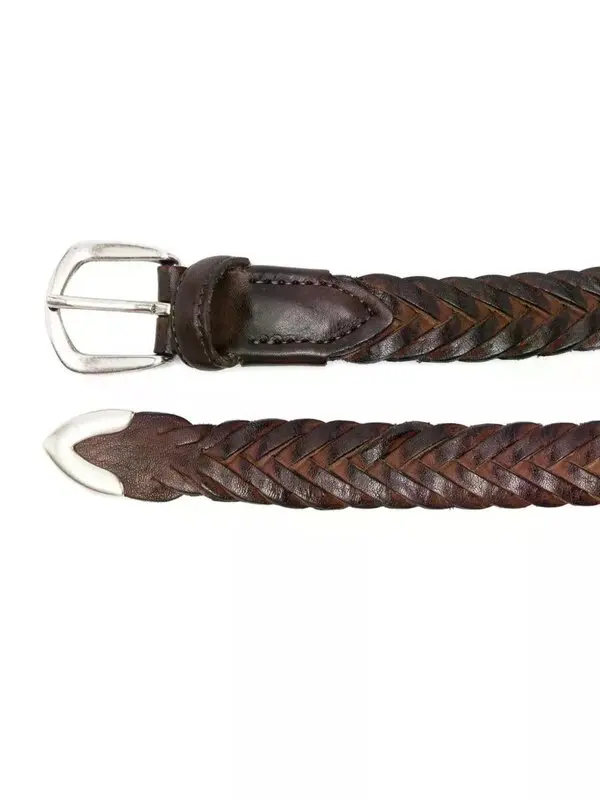 Eleventy Braided Leather Belt - Brown