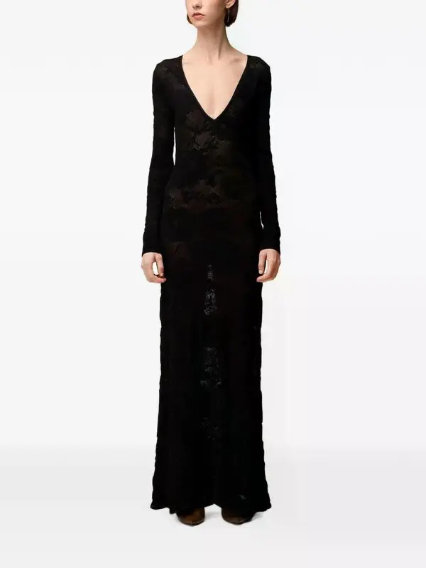 RETORI Retro Floral-lace Knitted Maxi Dress