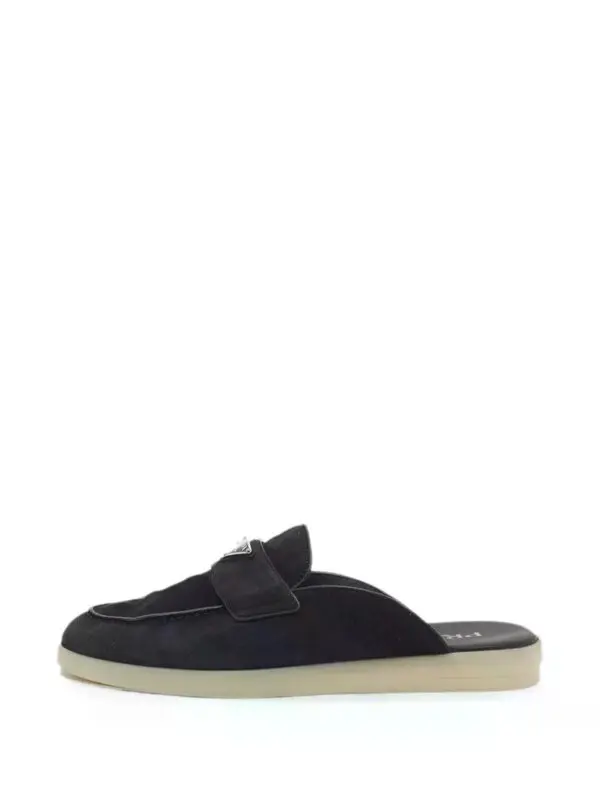 Prada Suede Triangle Logo Mules
