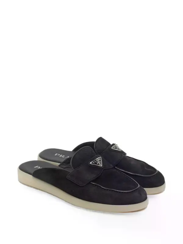 Prada Suede Triangle Logo Mules