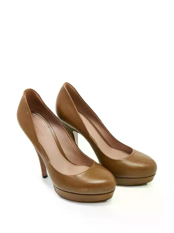 Gucci Leather Platform Pumps - Brown