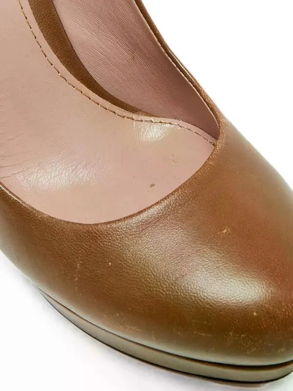 Gucci Leather Platform Pumps - Brown