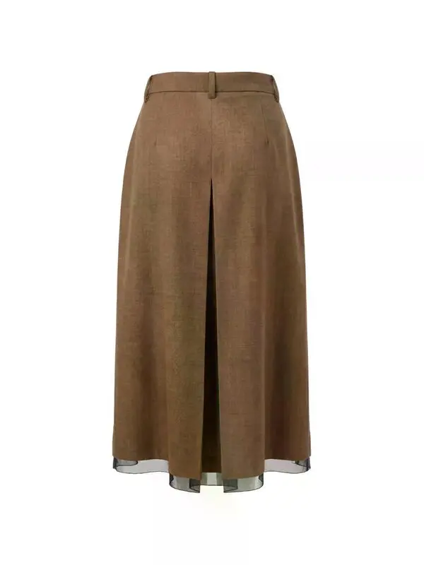 Prada Wool Midi Skirt With Sheer Trim