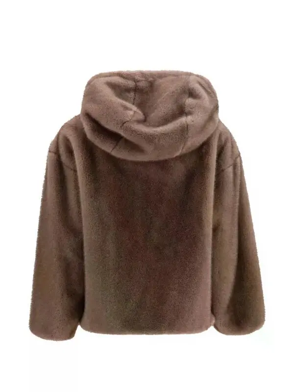 Herno Faux Fur Hooded Jacket - Brown