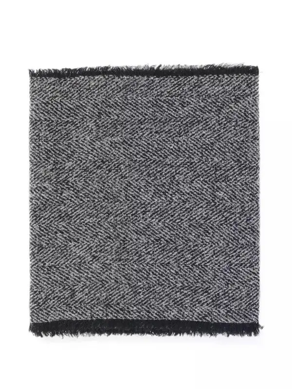 Faliero Sarti Herringbone-pattern Fringed Scarf - Black