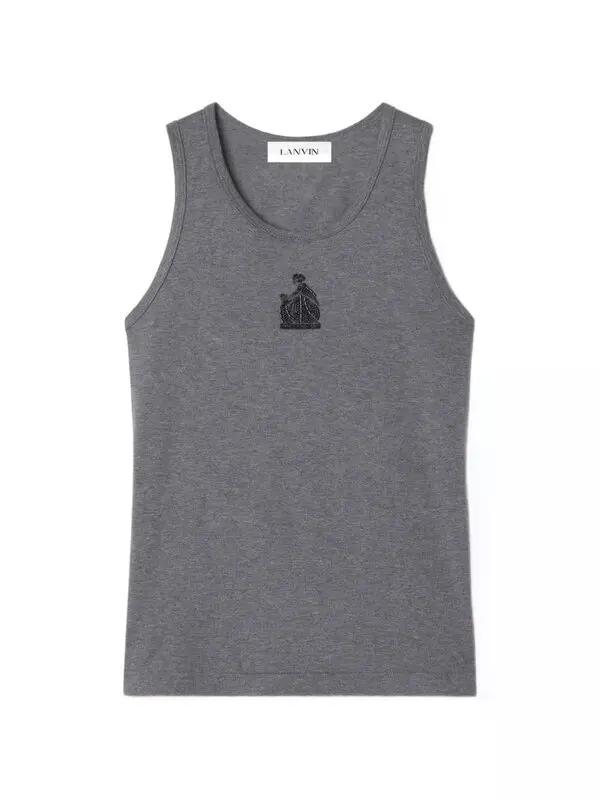 LANVIN Mother And Child Embroidered Tank Top - Grey