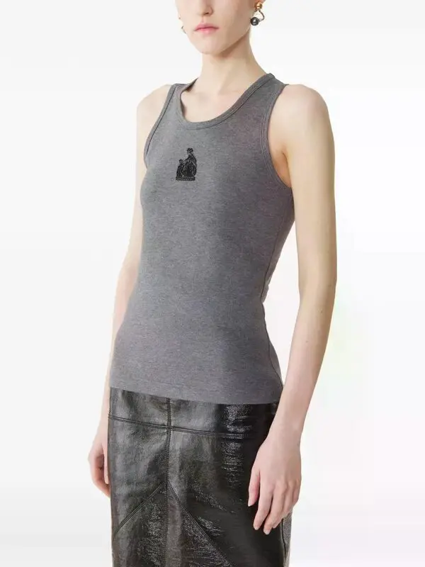 LANVIN Mother And Child Embroidered Tank Top - Grey
