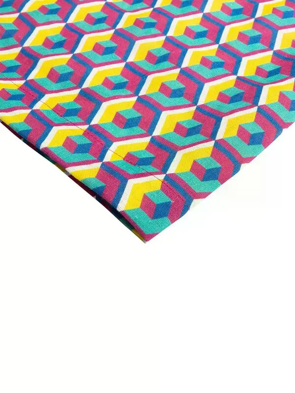 La DoubleJ Geometric-pattern Small Tablecloth - Yellow