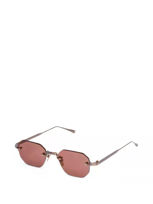 AKONI Geometric Frame Rimless Sunglasses - Brown