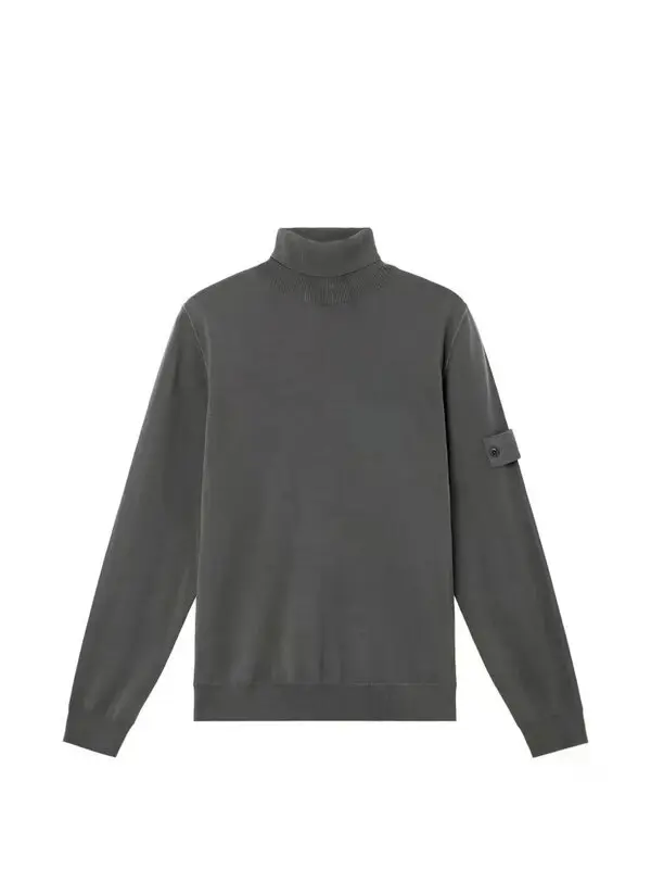 Stone Island Fine Knit Roll Neck Sweater With Logo Patch