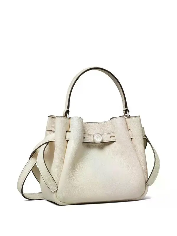 Tory Burch Mini Romy Bucket Bag In Pebbled Leather - Neutrals