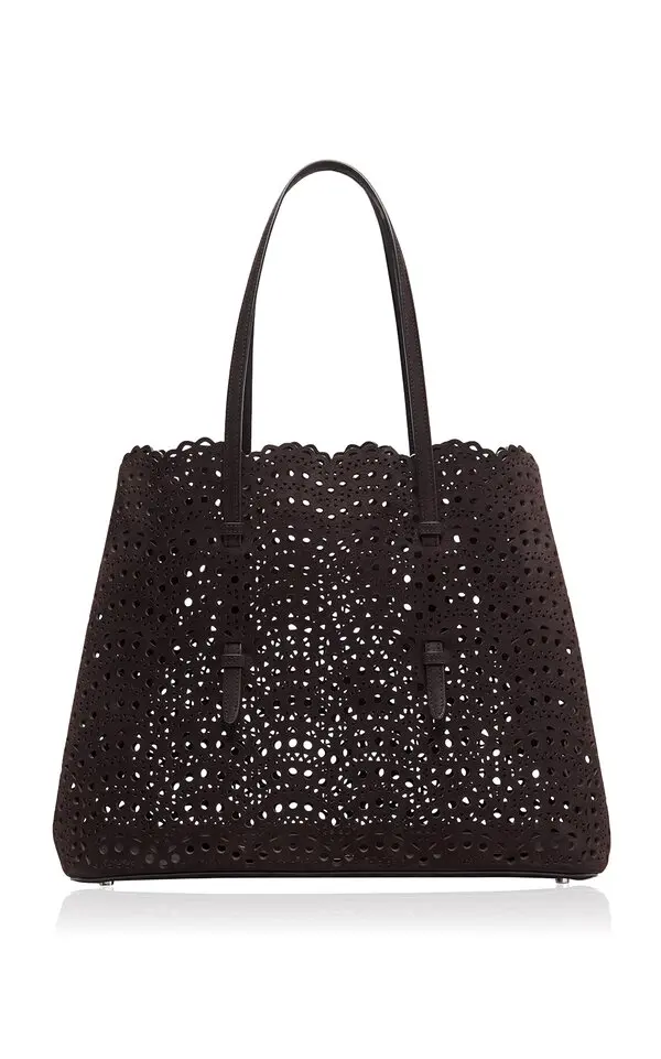 Alaïa Mina 37 Nubuck Leather Shoulder Bag - Brown
