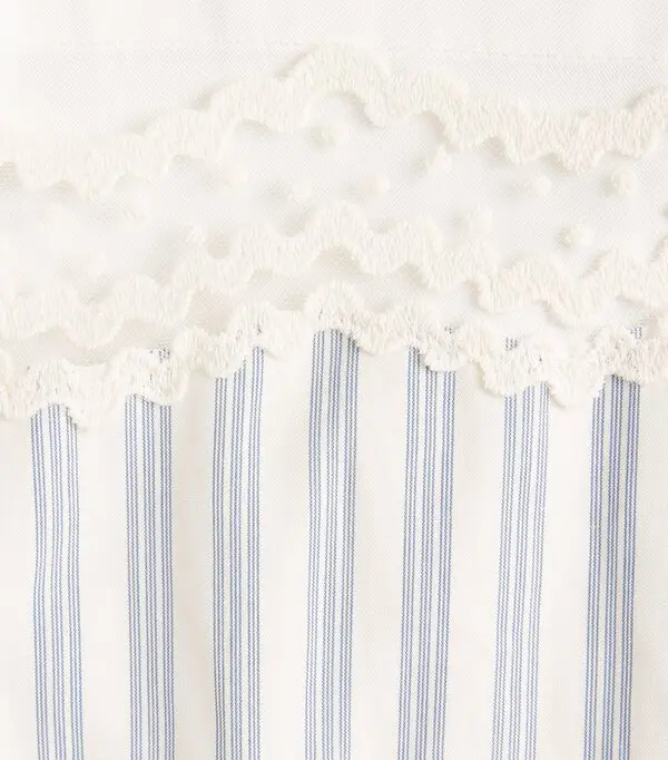 Sandro Cotton Stripe Mini Skort With Lace Trim