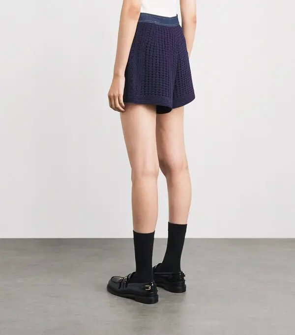 Sandro Crochet Denim-trim Shorts
