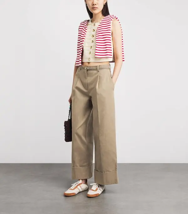 Sandro Cotton-blend Wide Pleated Trousers