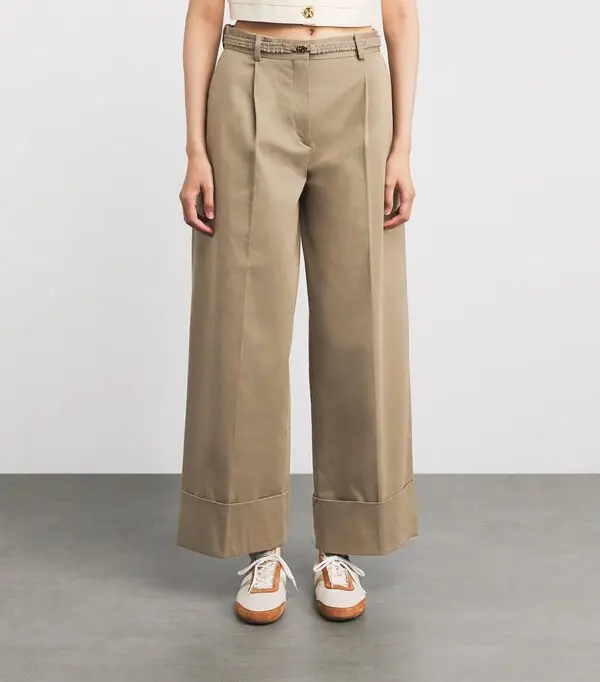 Sandro Cotton-blend Wide Pleated Trousers