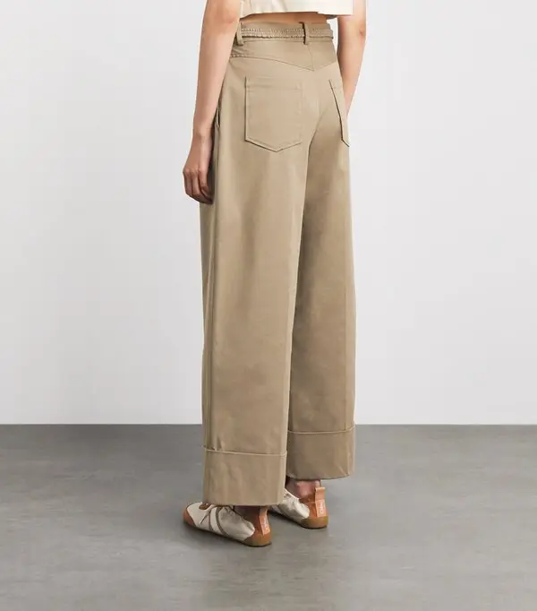 Sandro Cotton-blend Wide Pleated Trousers