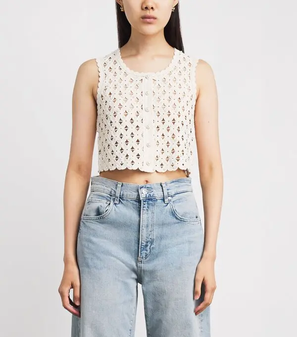 Sandro Crochet Embellished Top