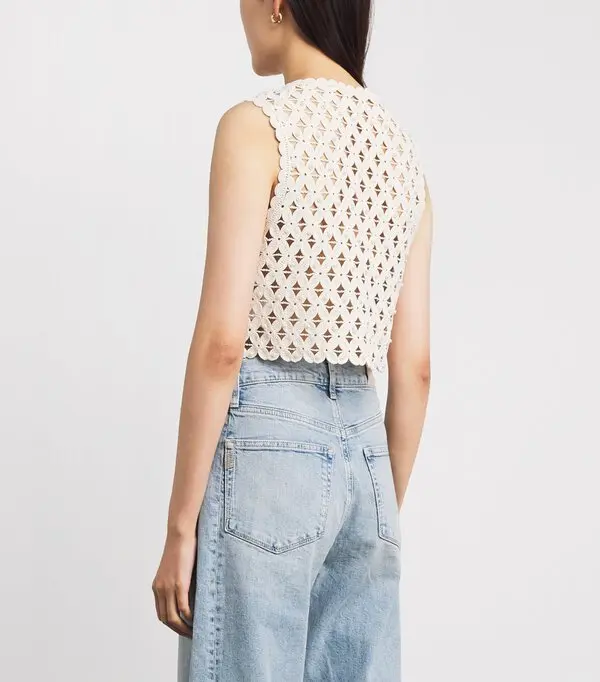Sandro Crochet Embellished Top