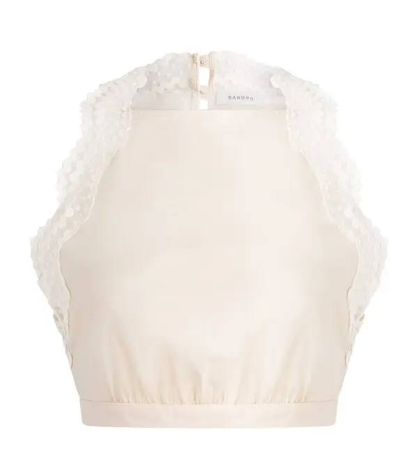 Sandro Cotton Lace-trim Crop Top