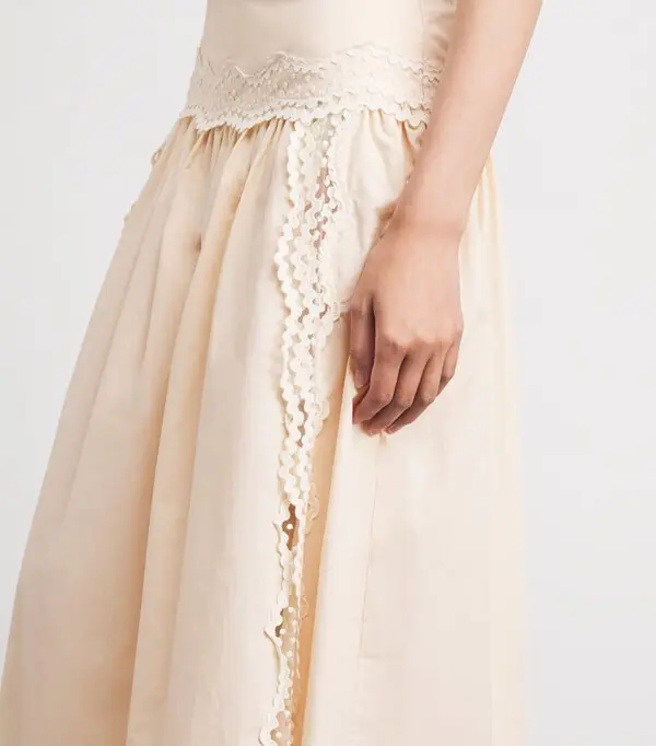 Sandro Cotton Lace-trim Midi Skirt